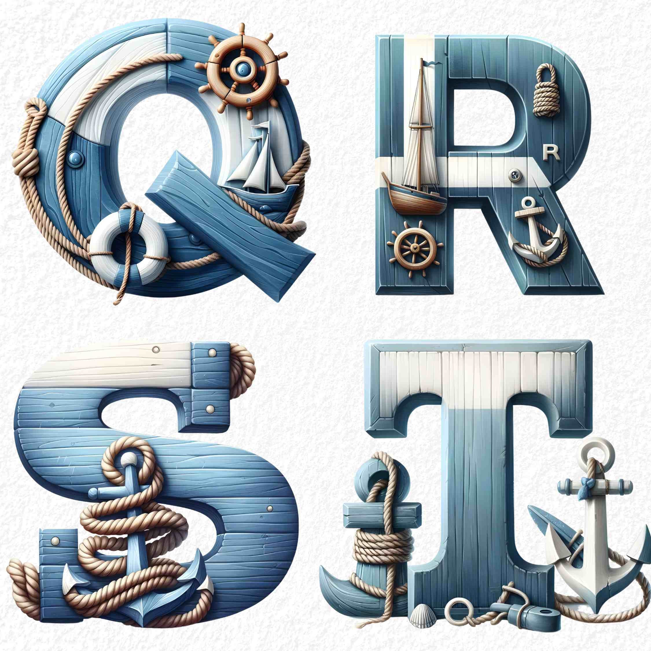 Nautical Alphabet PNG: Ocean Decorative Letters Clipart (digital ...