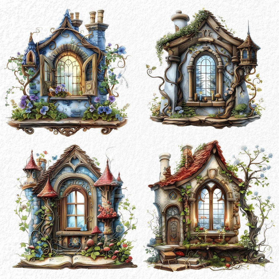 Fantasy Windows Clipart Bundle High Quality Blossom Windows Set Digital ...