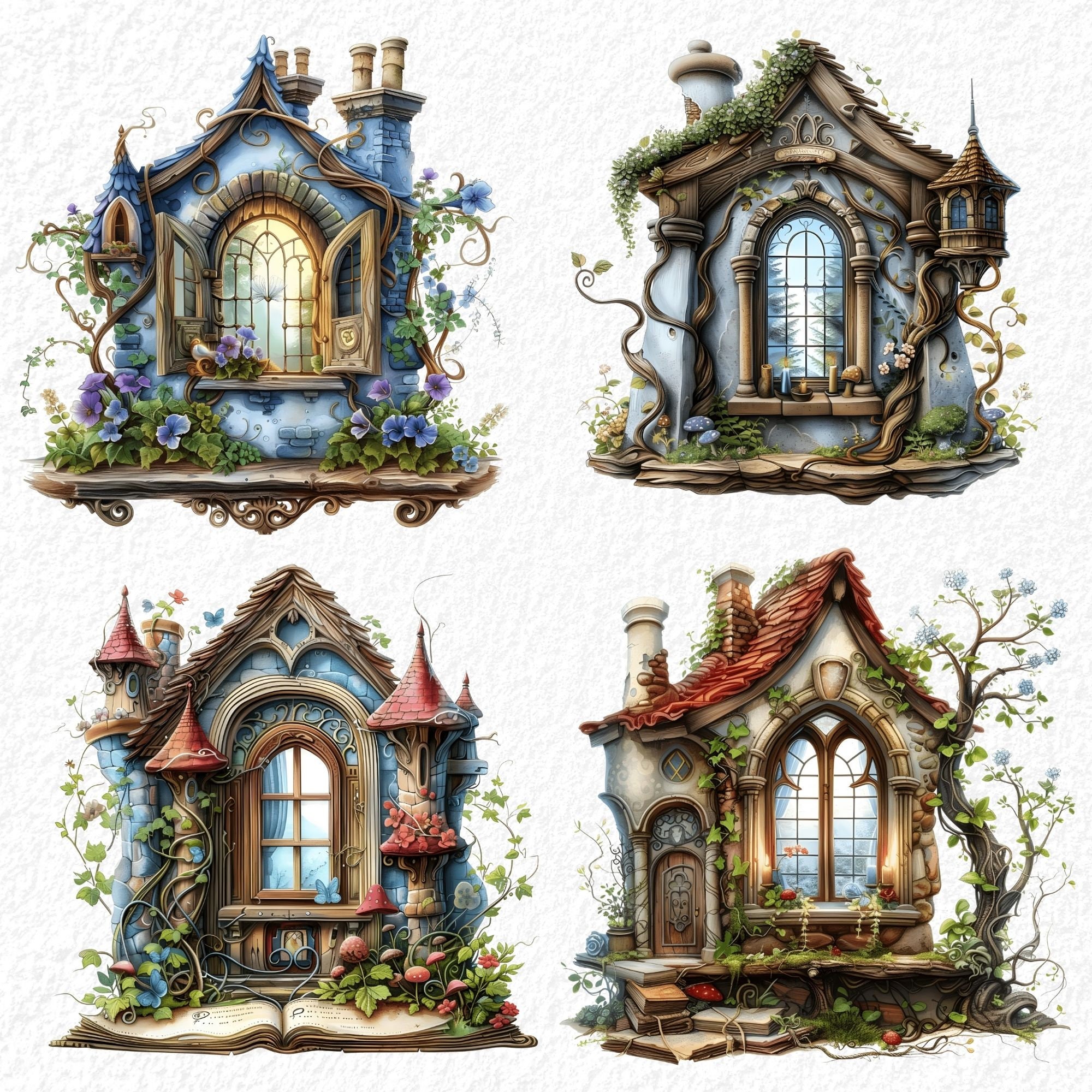 Fantasy Windows Clipart Bundle High Quality Blossom Windows Set Digital ...