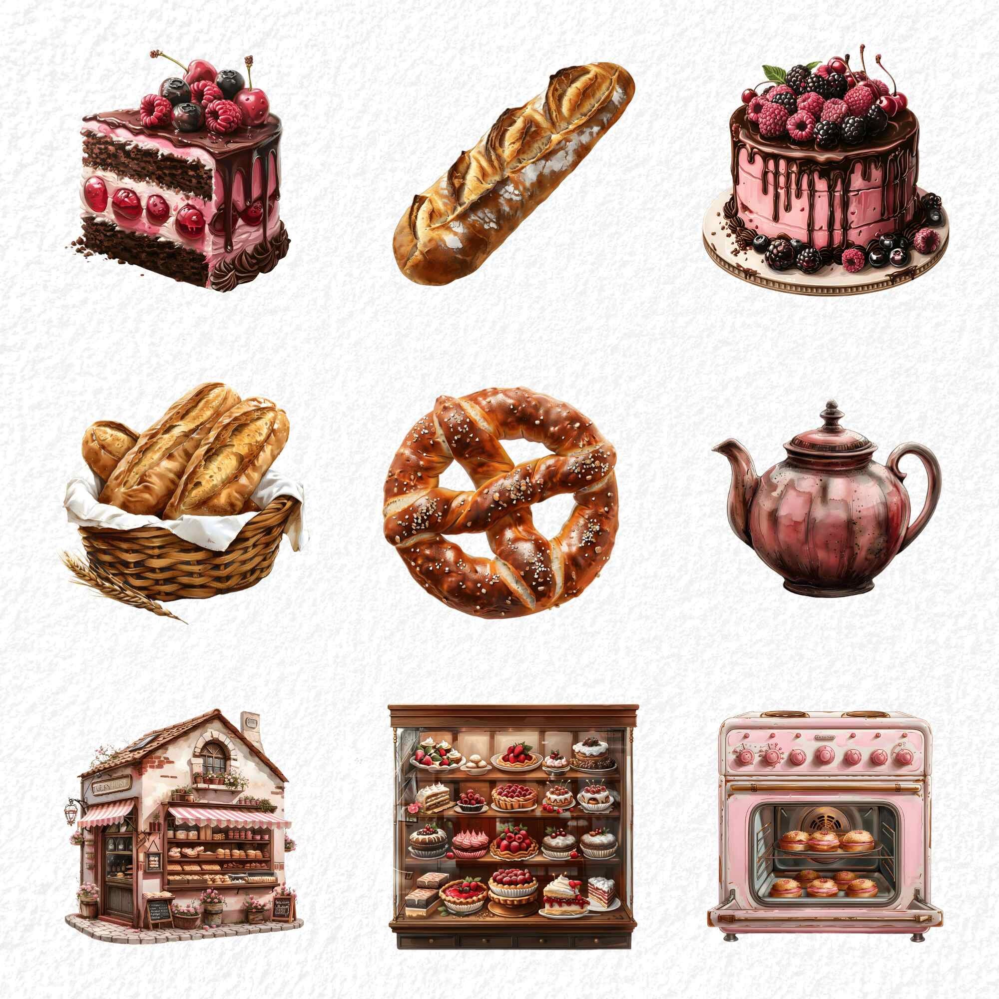 Bakery Cliparts Bundle High Quality Brown Pink Kitchen Cliparts Set ...