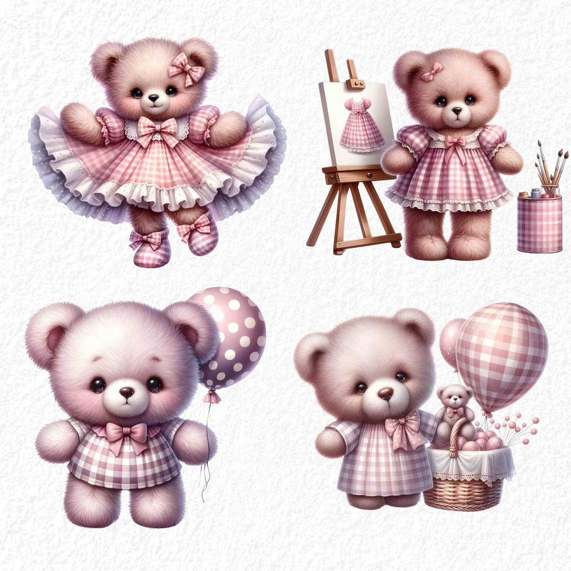 Cute Teddy Bear Clipart Bundle High Quality Clipart Teddy Bears Digital ...