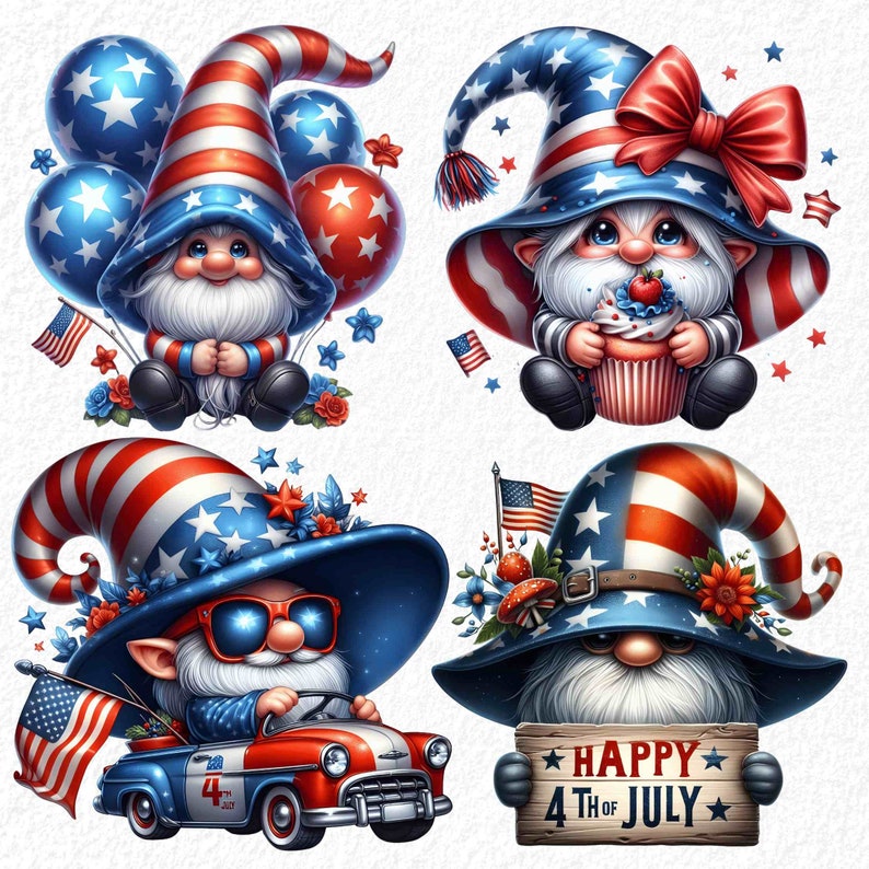 4th July Gnomes Clipart Bundle High Quality Clipart Gnomes Digital ...