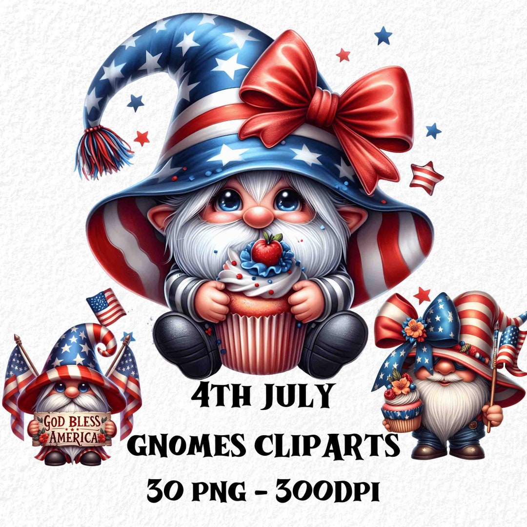 4th July Gnomes Clipart Bundle High Quality Clipart Gnomes Digital ...