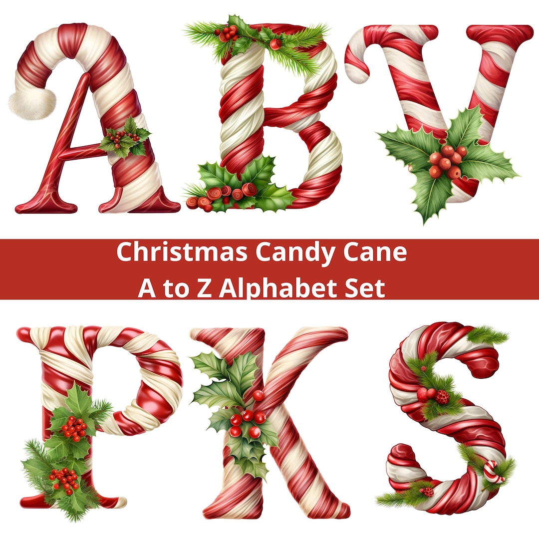 Christmas Candy Cane Png Christmas Alphabet Png Decorative Letters ...