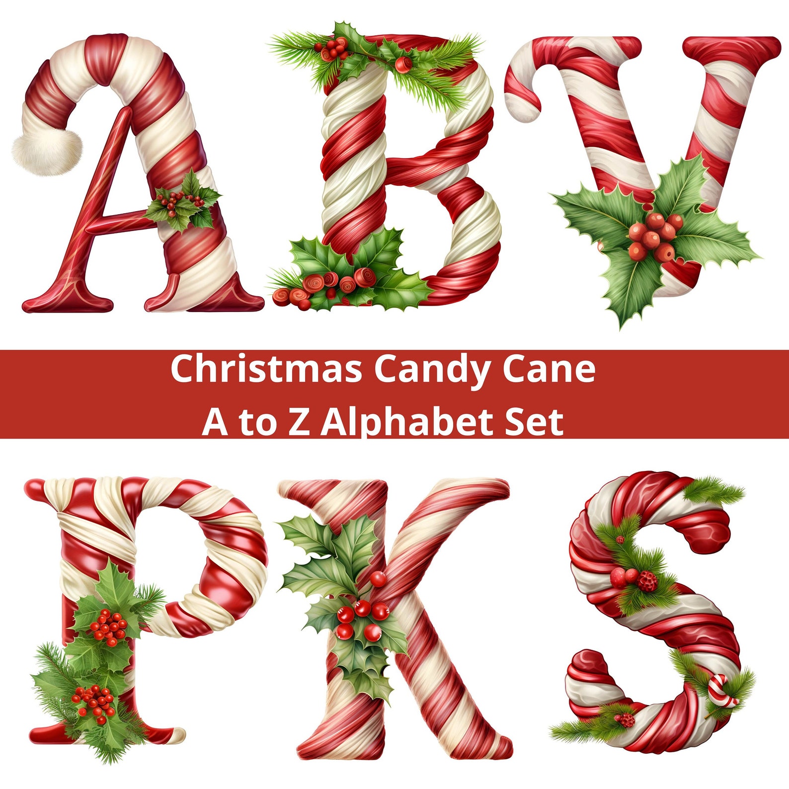 Christmas Candy Cane Png Christmas Alphabet Png Decorative Letters ...