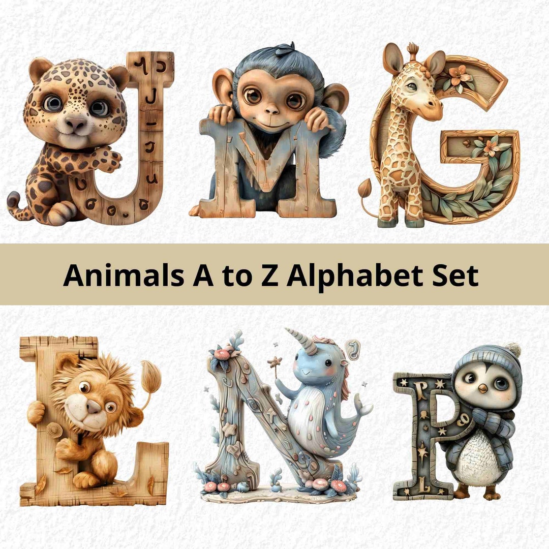 Animals Letters Png Animals Alphabet Png Decorative Letters Wooden ...