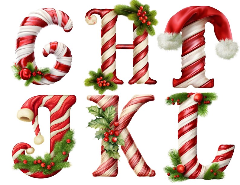 Christmas Candy Cane Png Christmas Alphabet Png Decorative Letters ...