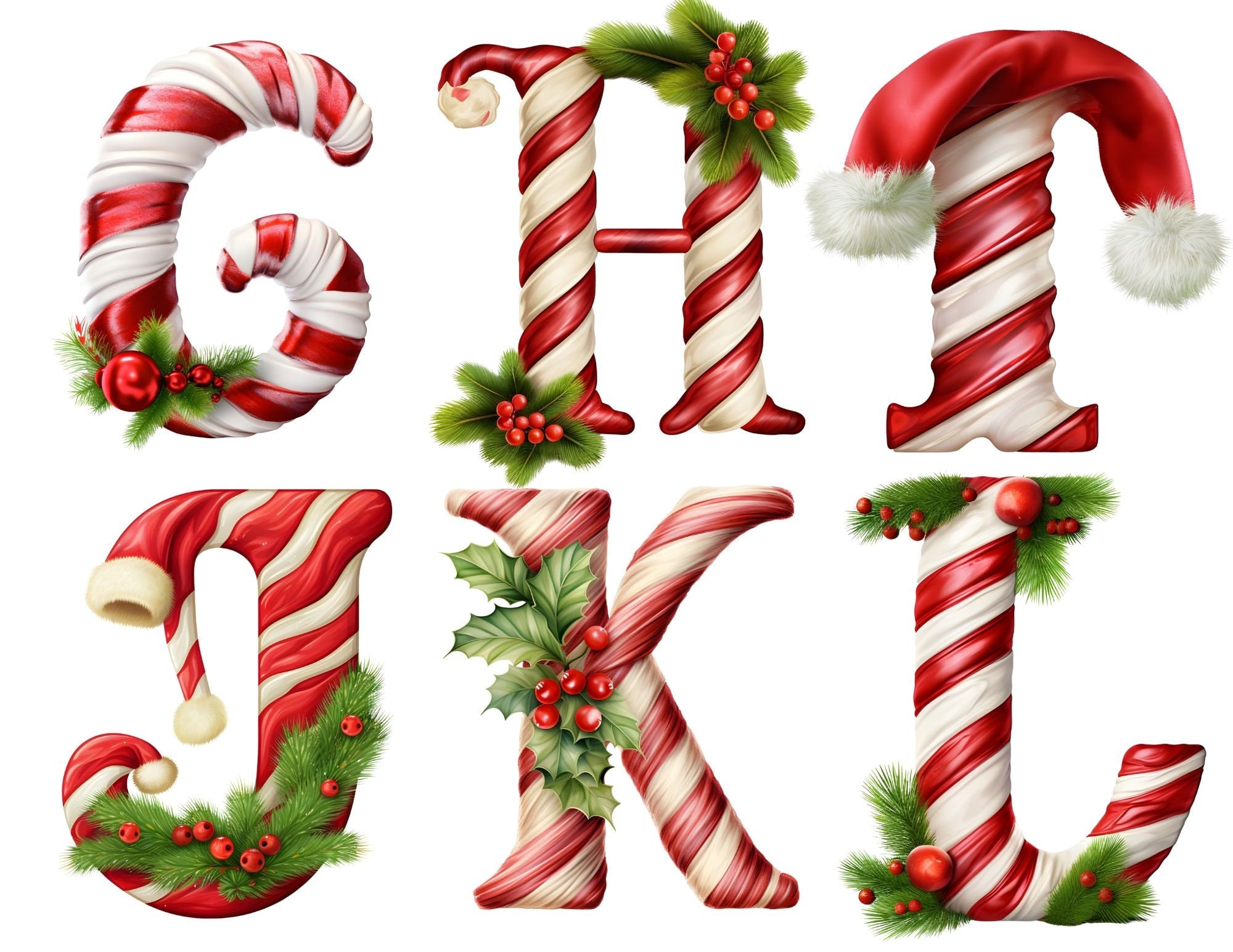 Christmas Candy Cane Png Christmas Alphabet Png Decorative Letters ...