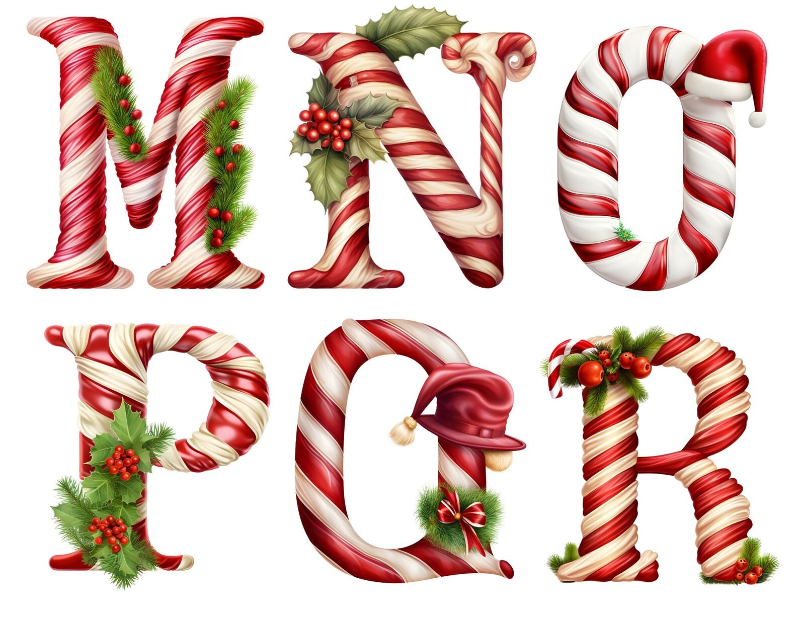 Christmas Candy Cane Png Christmas Alphabet Png Decorative Letters ...