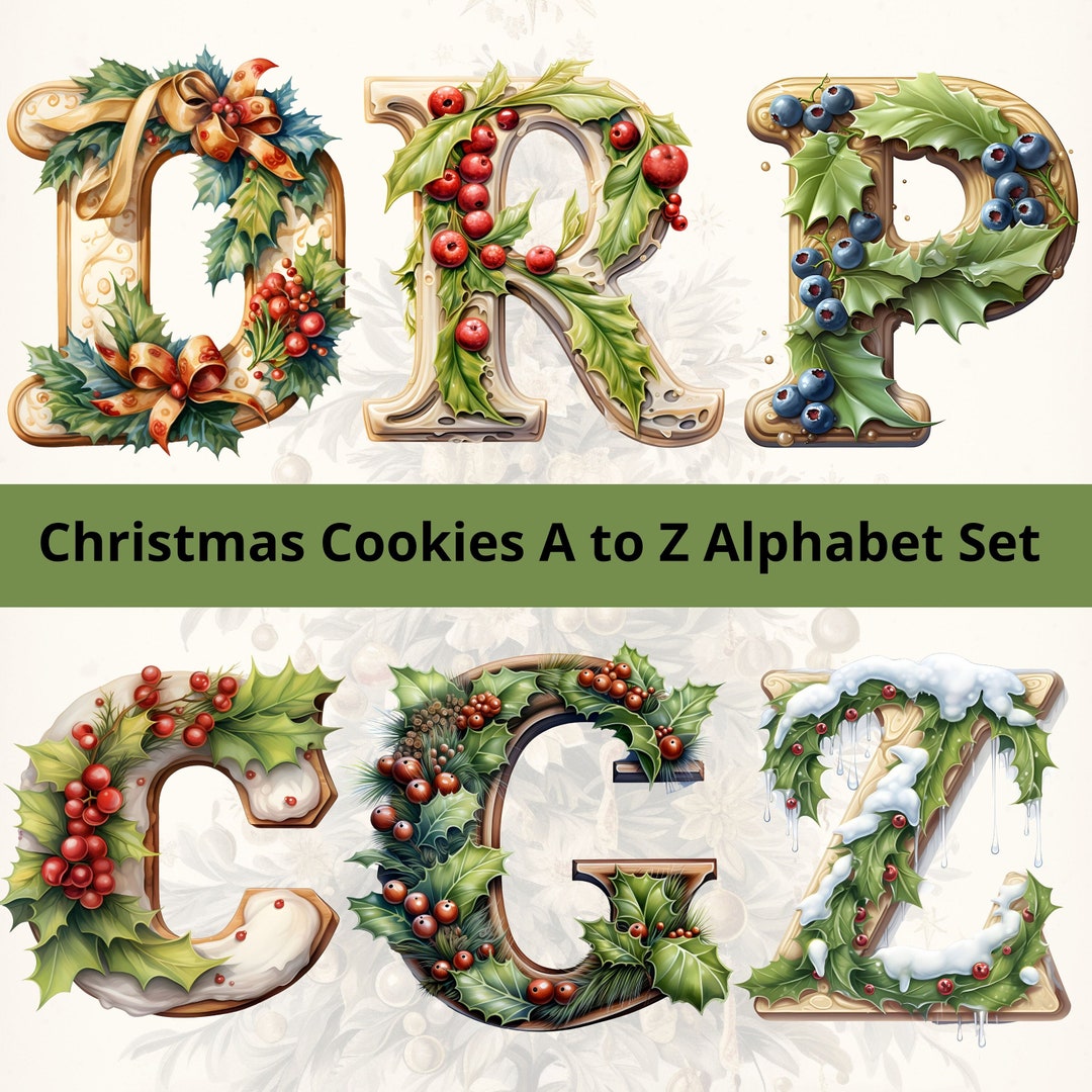Christmas Cookie Alphabet PNG: Holiday Decorative Letters (digital ...
