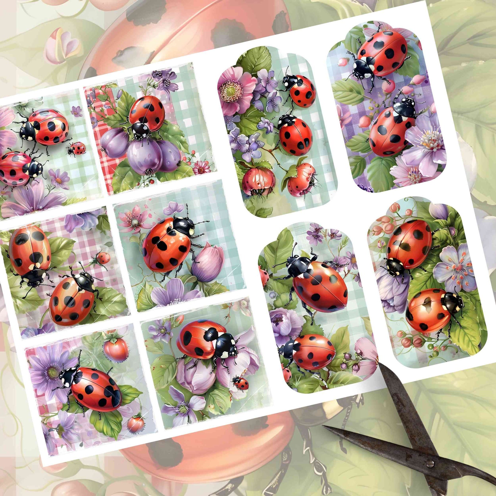 Ladybug Junk Journal Supplies Ladybug Scrapbook Printable Ephemera ...