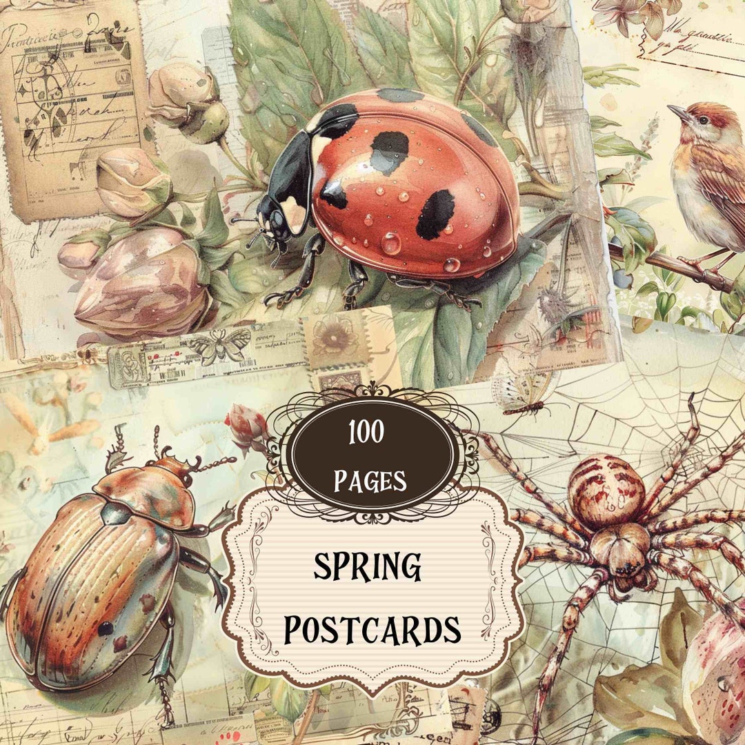 Watercolor Spring Postcards Junk Journal Supplies Flowers Scrapbook ...