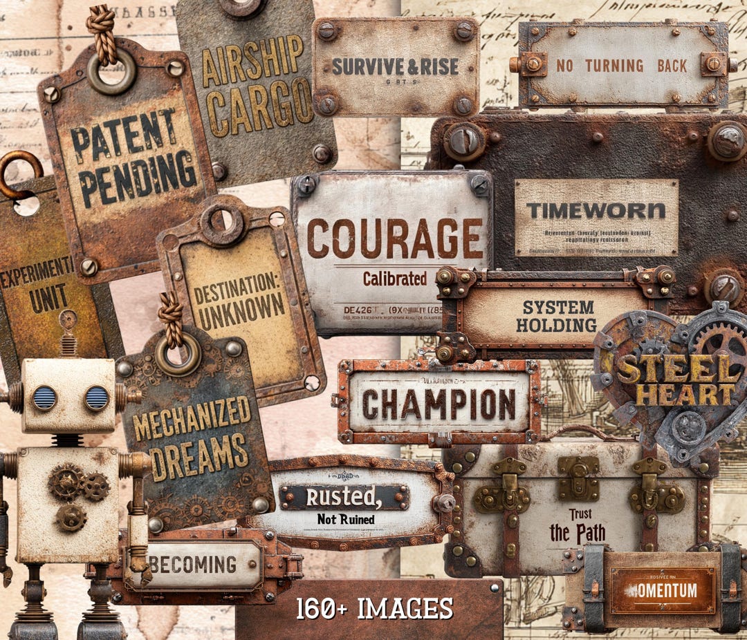 Steampunk Ephemera, Industrial Tags and Labels (digital Download) - Etsy