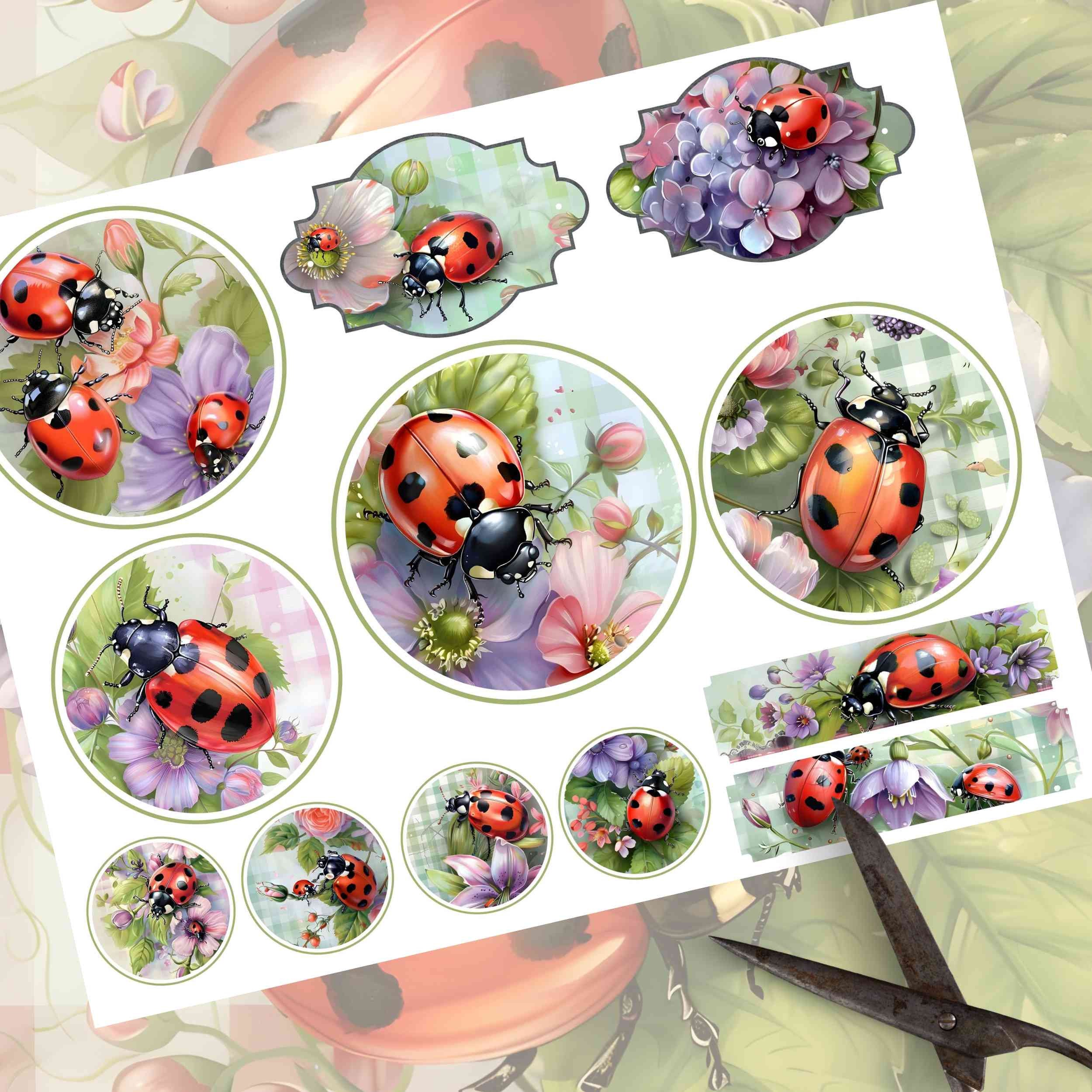 Ladybug Junk Journal Supplies Ladybug Scrapbook Printable Ephemera ...