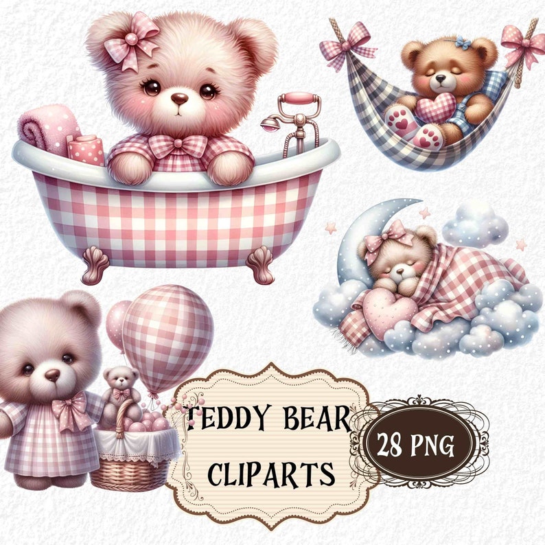 Cute Teddy Bear Clipart Bundle High Quality Clipart Teddy Bears Digital ...