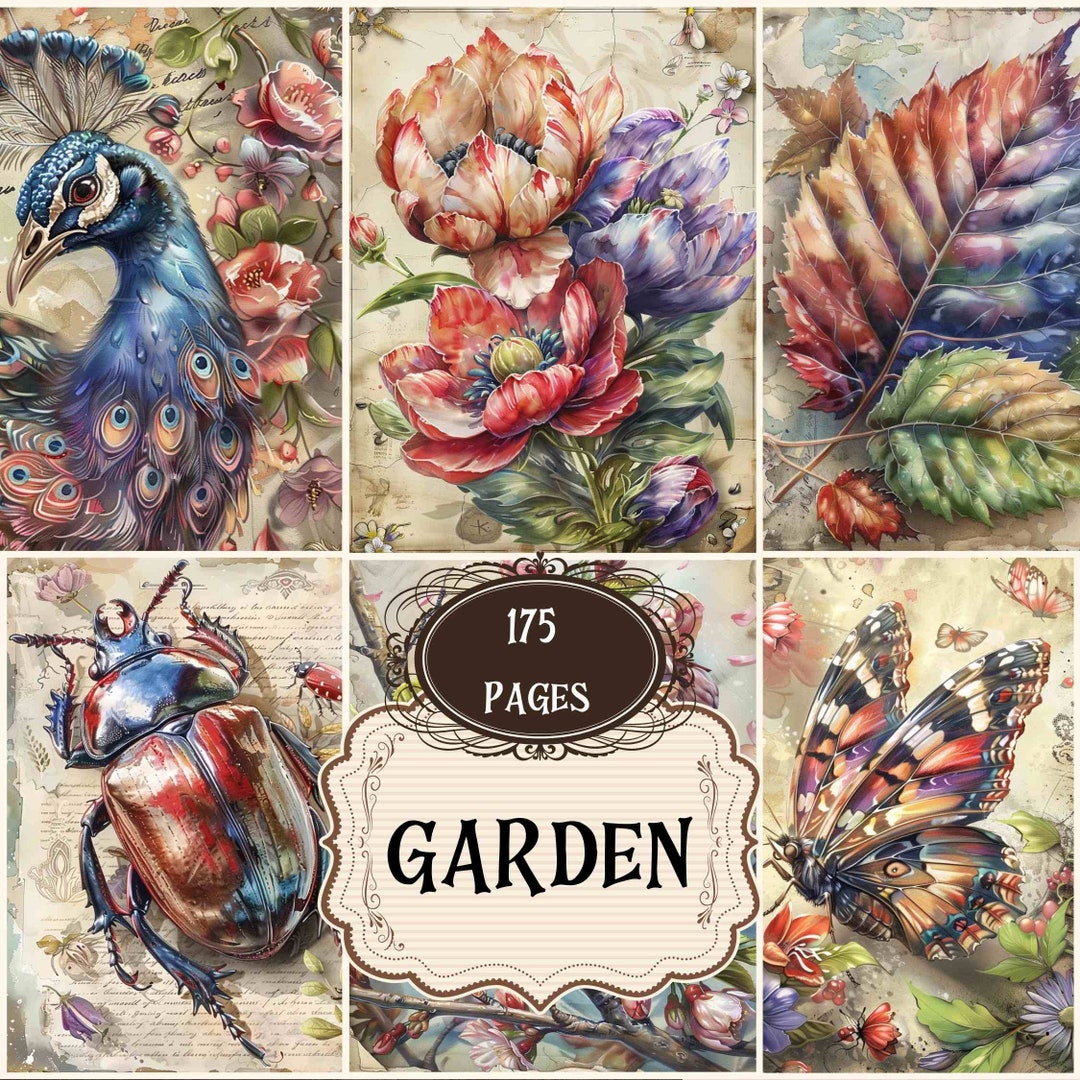 Watercolor Spring Garden Junk Journal Supplies Flowers Scrapbook ...