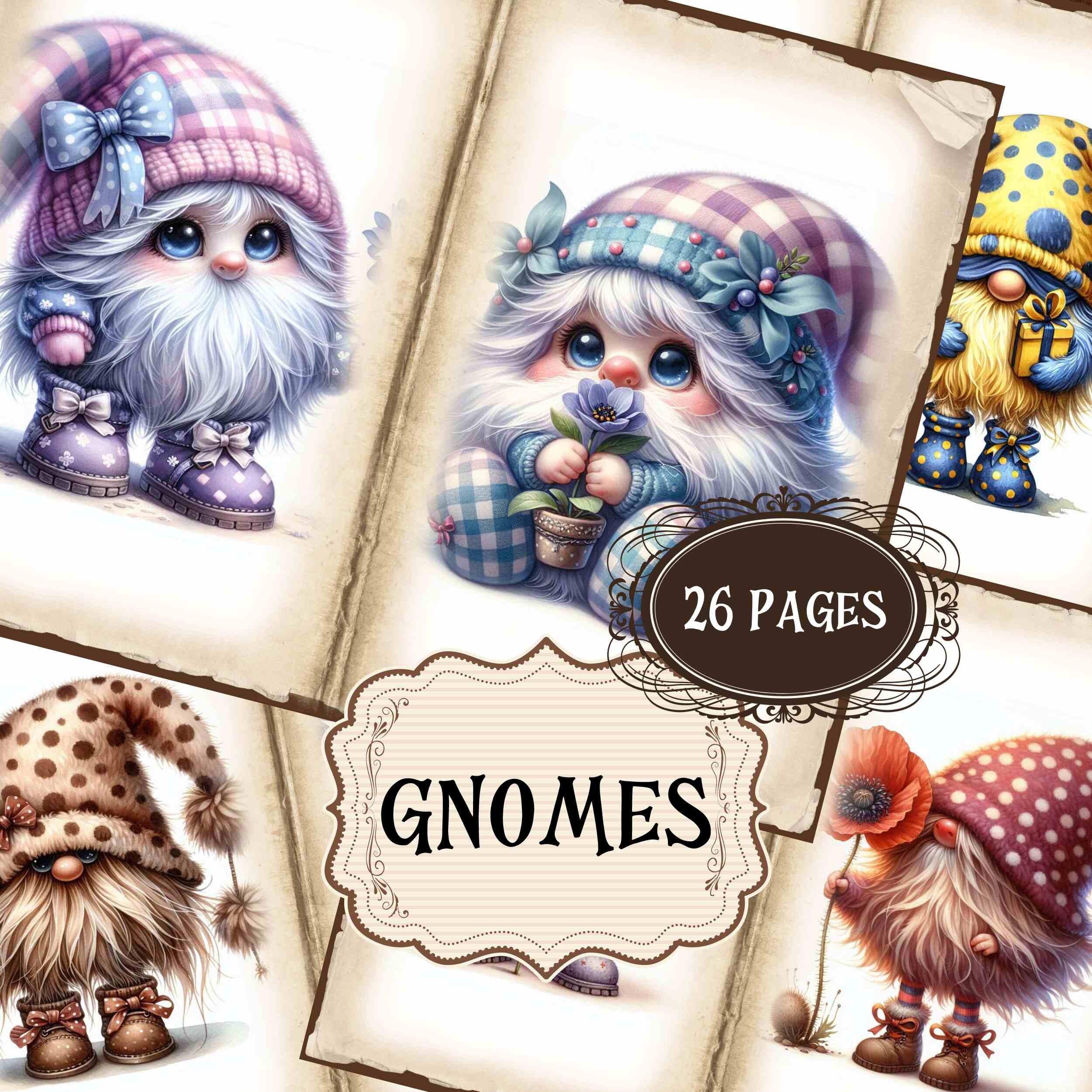 Gnomes Junk Journal Printable Pages: Shabby Chic Scrapbook (digital ...