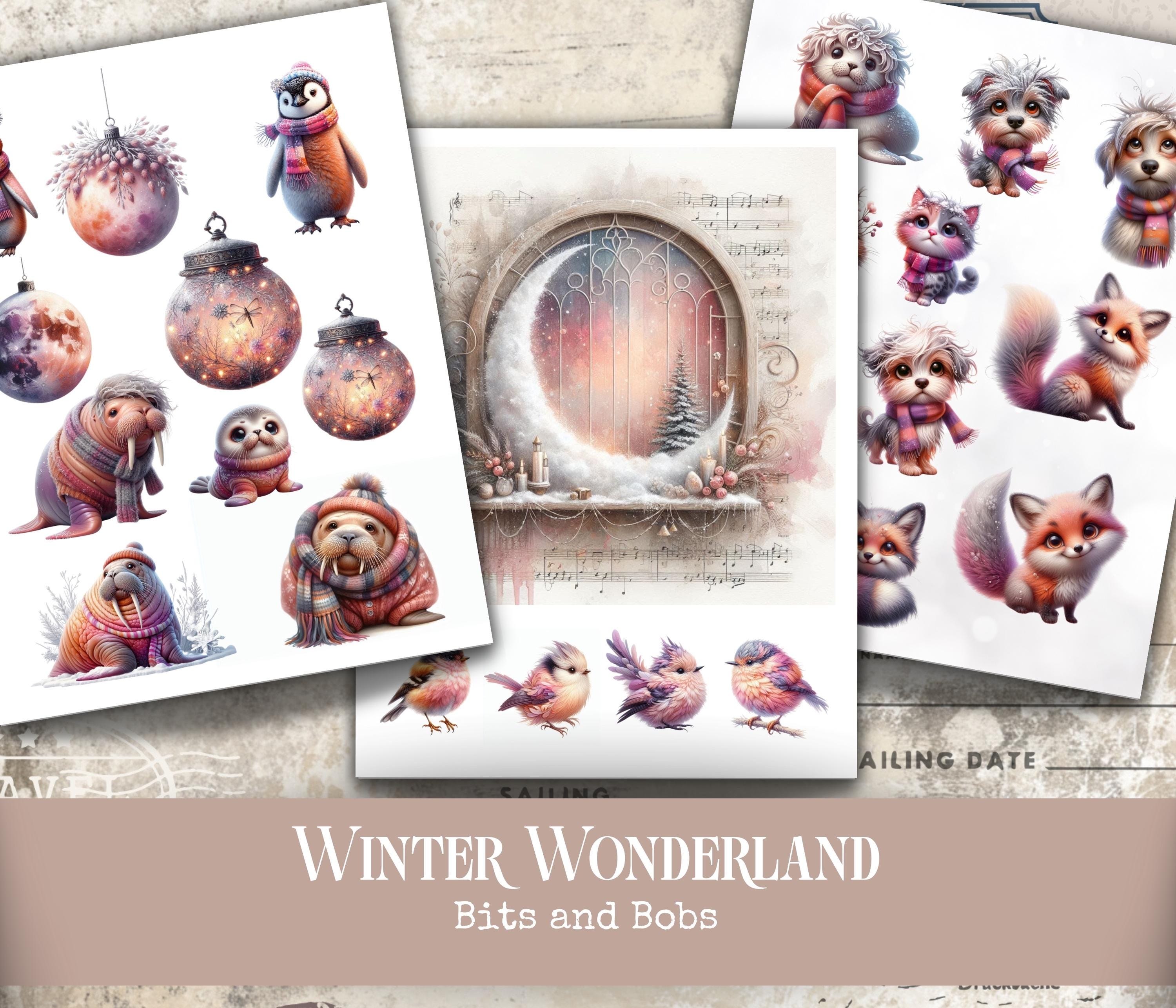 Winter Wonderland Bits and Bobs - Pastel Ephemera Fussy Cuts, Junk ...