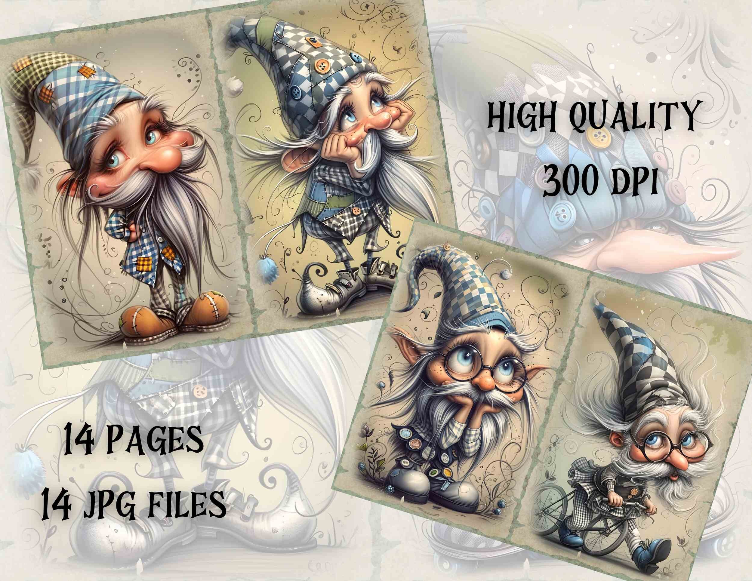 Patchwork Gnomes Junk Journal Supplies Vintage Gnomes Scrapbook Digital Printable Pages Gnomes ...