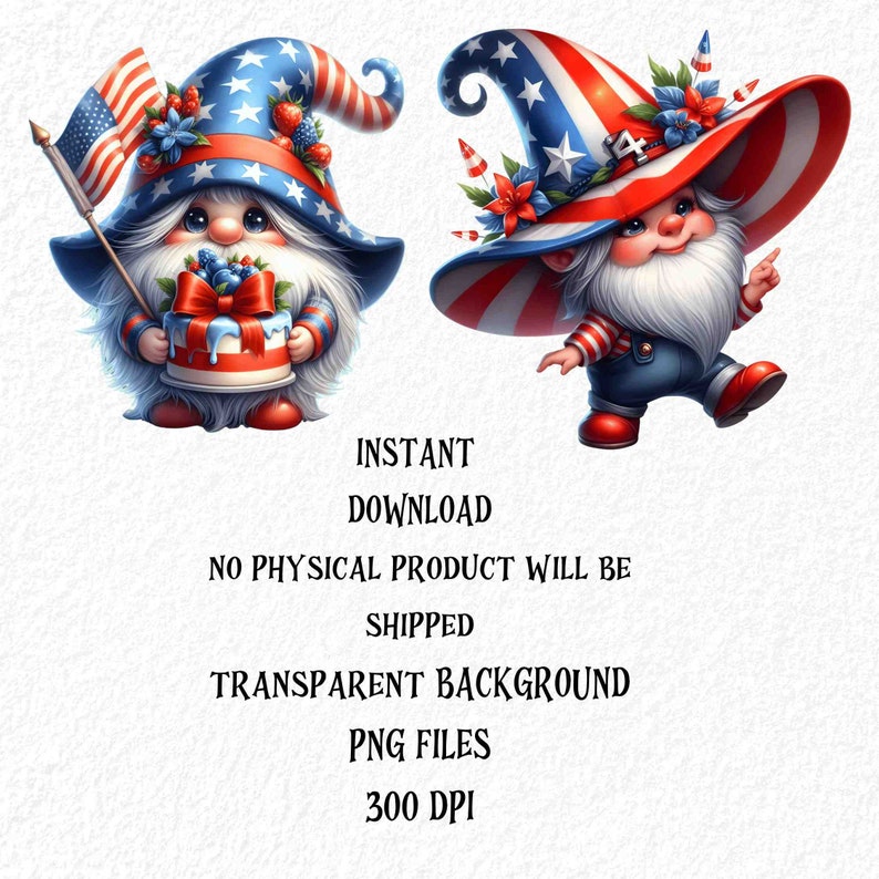 4th July Gnomes Clipart Bundle High Quality Clipart Gnomes Digital ...