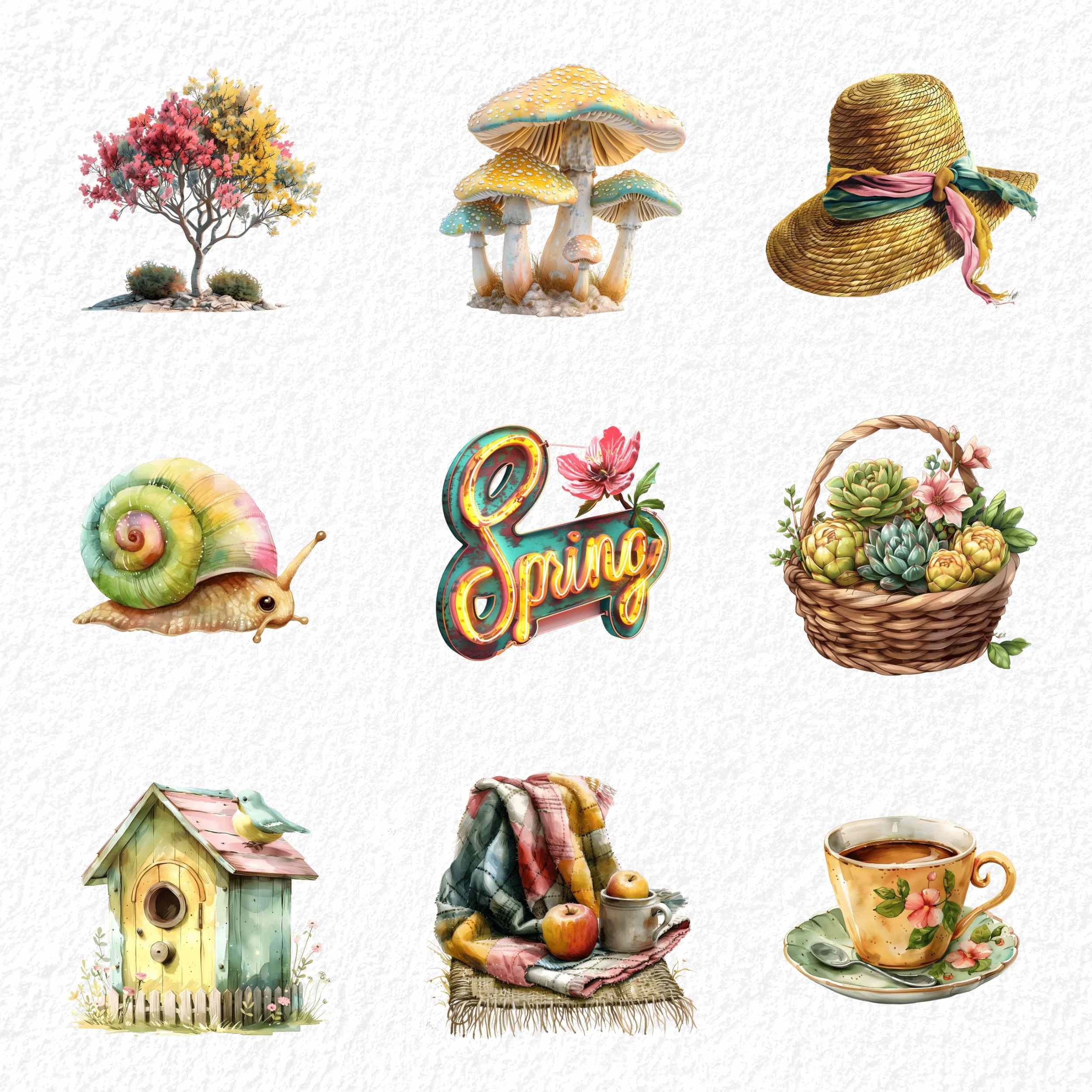 Spring Cliparts Bundle High Quality Yellow Green Pink Clipart Set ...