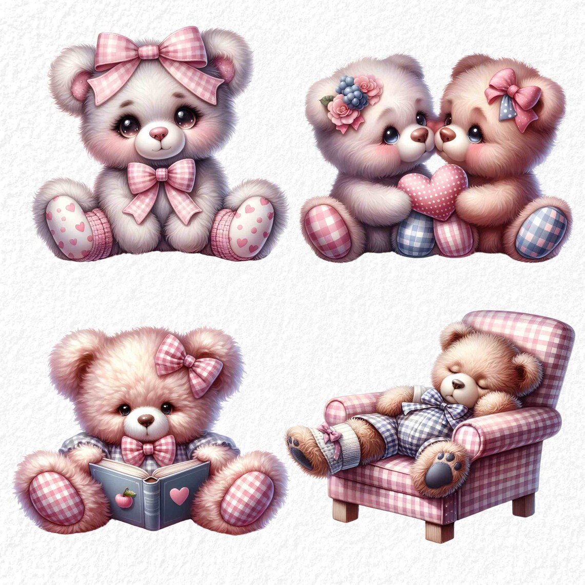 Cute Teddy Bear Clipart Bundle High Quality Clipart Teddy Bears Digital ...