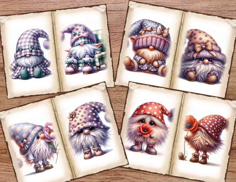 Gnomes Junk Journal Printable Pages: Shabby Chic Scrapbook (digital ...
