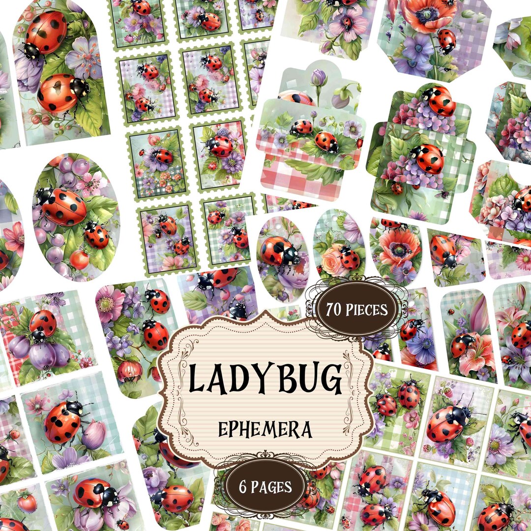 Ladybug Junk Journal Supplies Ladybug Scrapbook Printable Ephemera ...