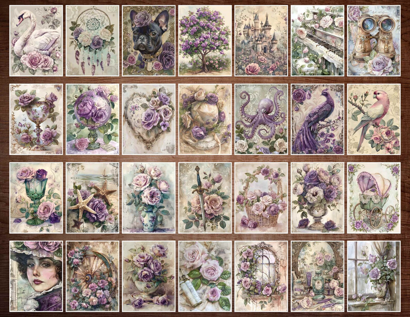Vintage Roses Junk Journal Kit: Shabby Chic Printable Pages (digital ...