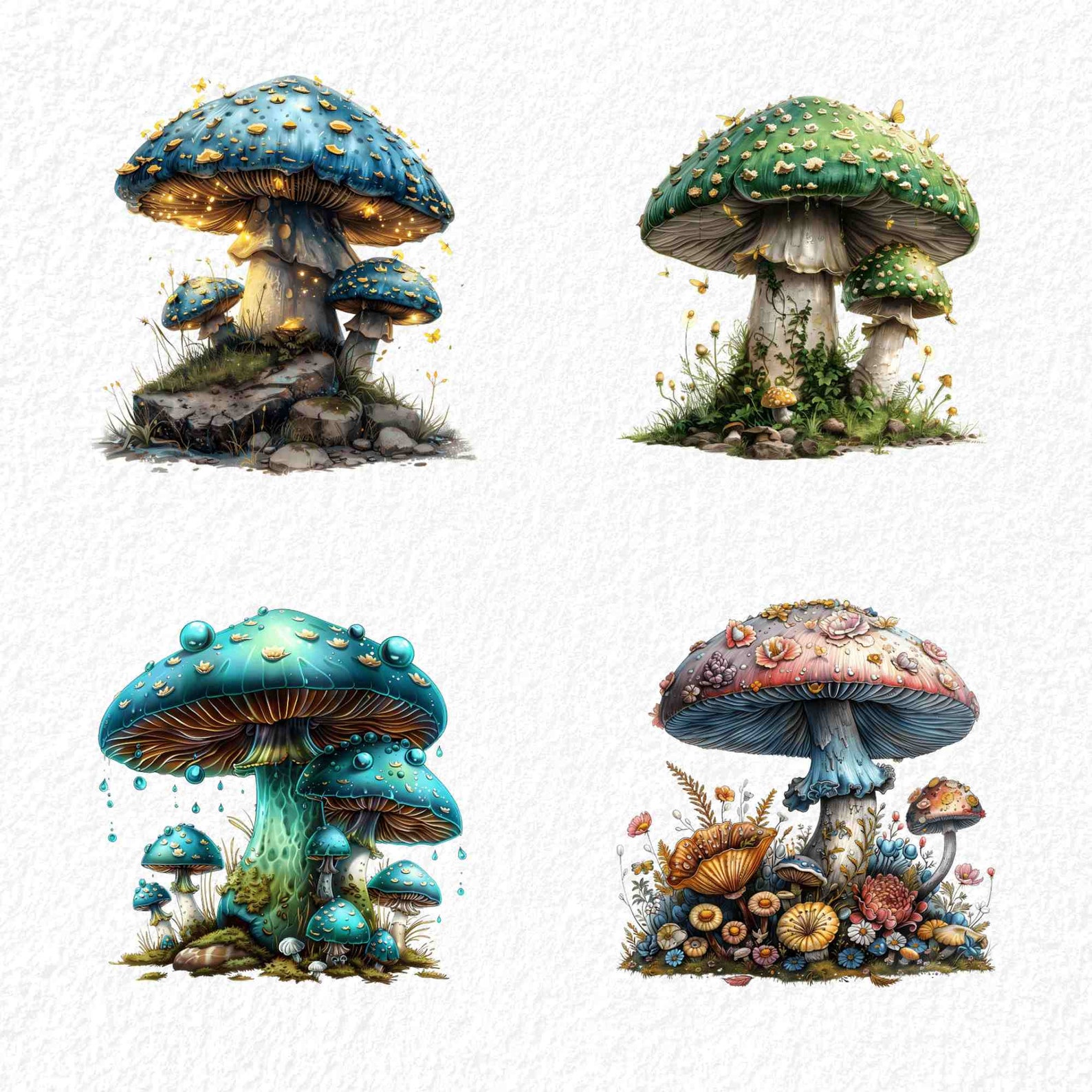 Fantasy Mushroom Cliparts Bundle High Quality Mushrooms Clipart Set ...