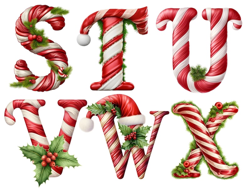 Christmas Candy Cane Png Christmas Alphabet Png Decorative Letters ...
