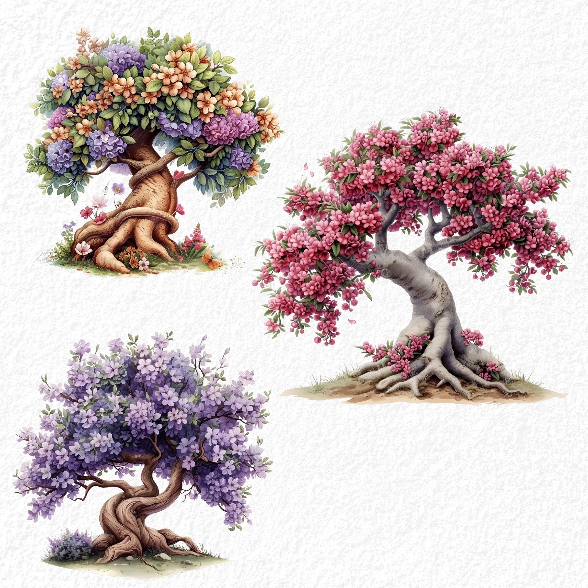 Spring Trees Clipart Bundle High Quality Blossom Trees Clipart Set ...