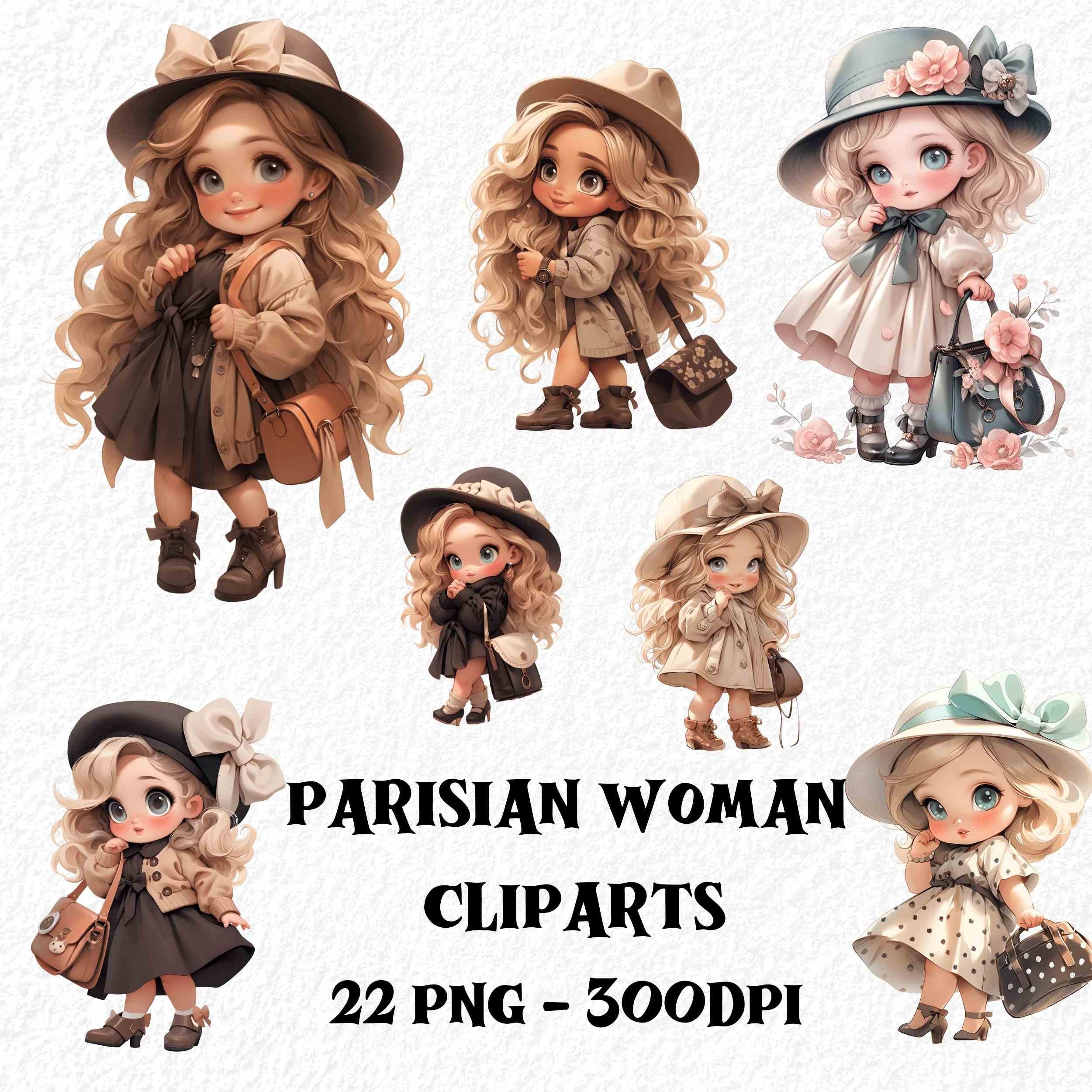 Parisian Girl Clipart Bundle High Quality Clipart Paris Themed Sticker 3540