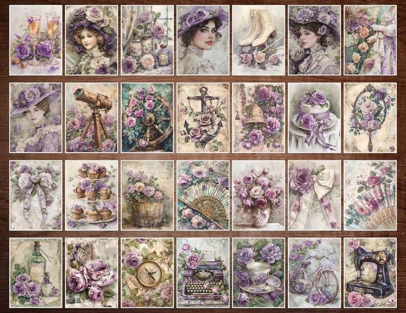 Vintage Roses Junk Journal Kit: Shabby Chic Printable Pages (digital ...