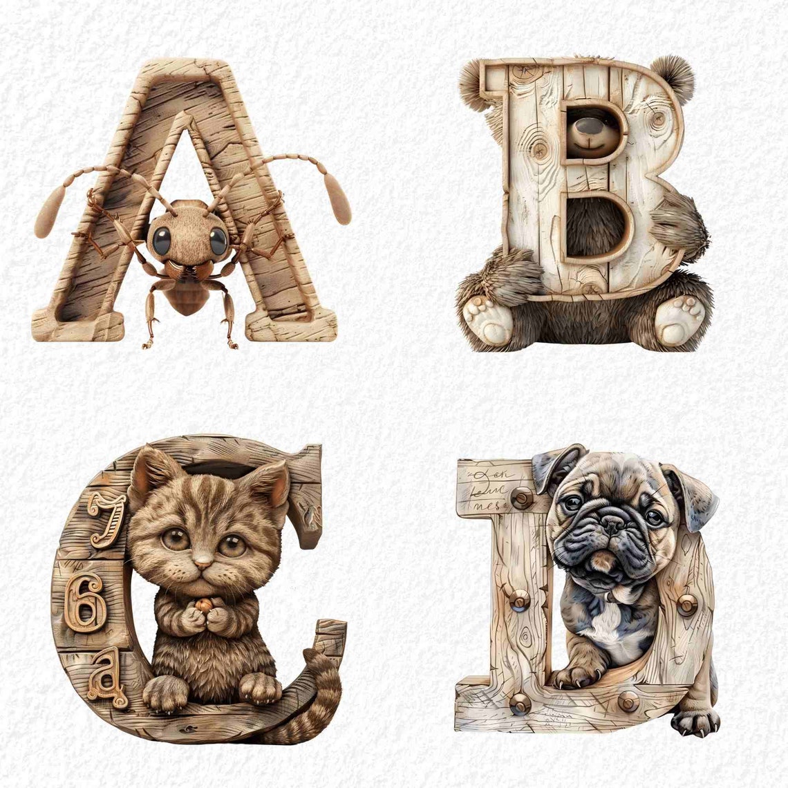 Animals Letters Png Animals Alphabet Png Decorative Letters Wooden ...