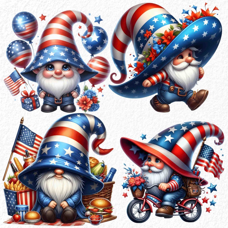 4th July Gnomes Clipart Bundle High Quality Clipart Gnomes Digital ...