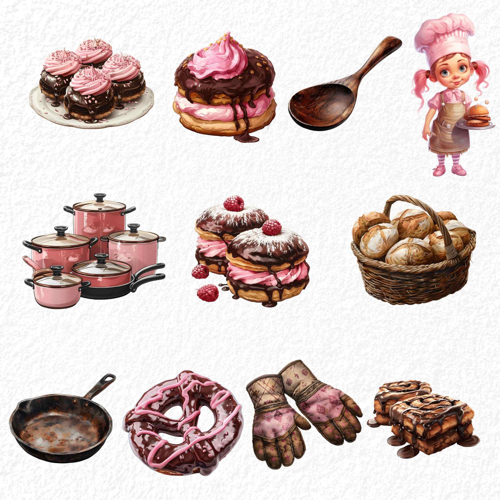 Bakery Cliparts Bundle High Quality Brown Pink Kitchen Cliparts Set ...