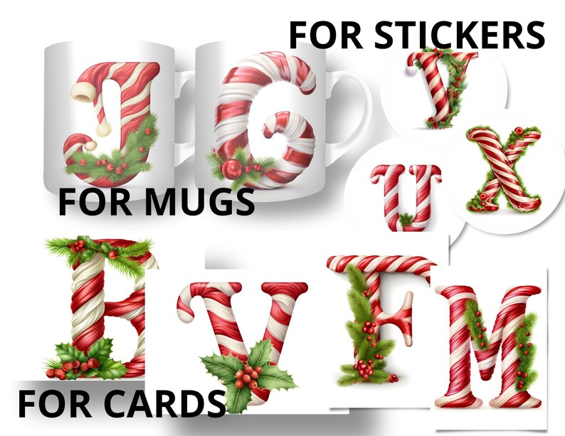 Christmas Candy Cane Png Christmas Alphabet Png Decorative Letters ...