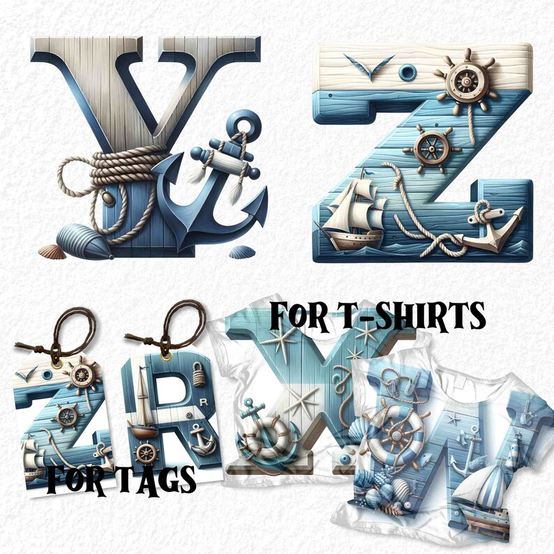 Nautical Alphabet PNG: Ocean Decorative Letters Clipart (digital ...