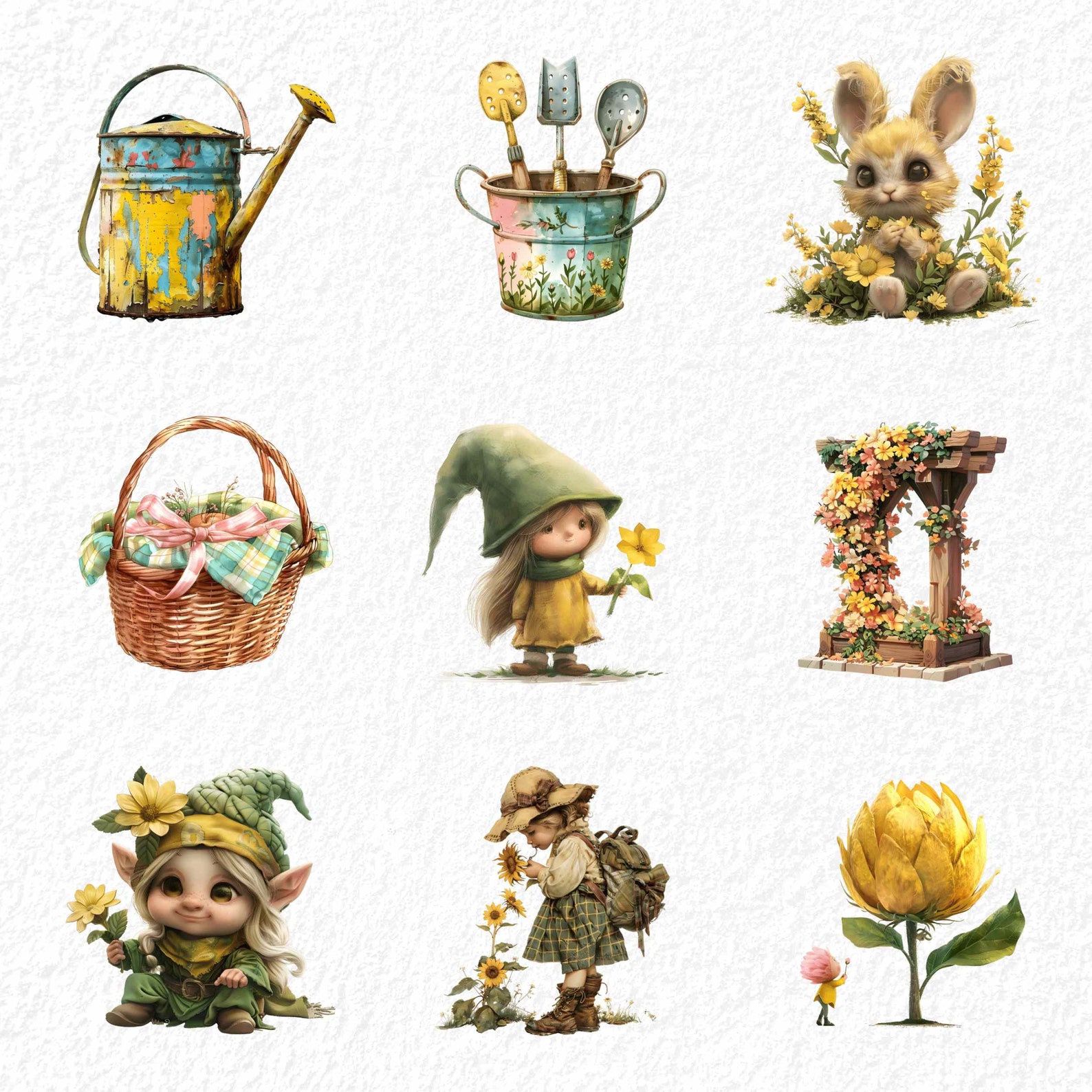 Spring Cliparts Bundle High Quality Yellow Green Pink Clipart Set ...