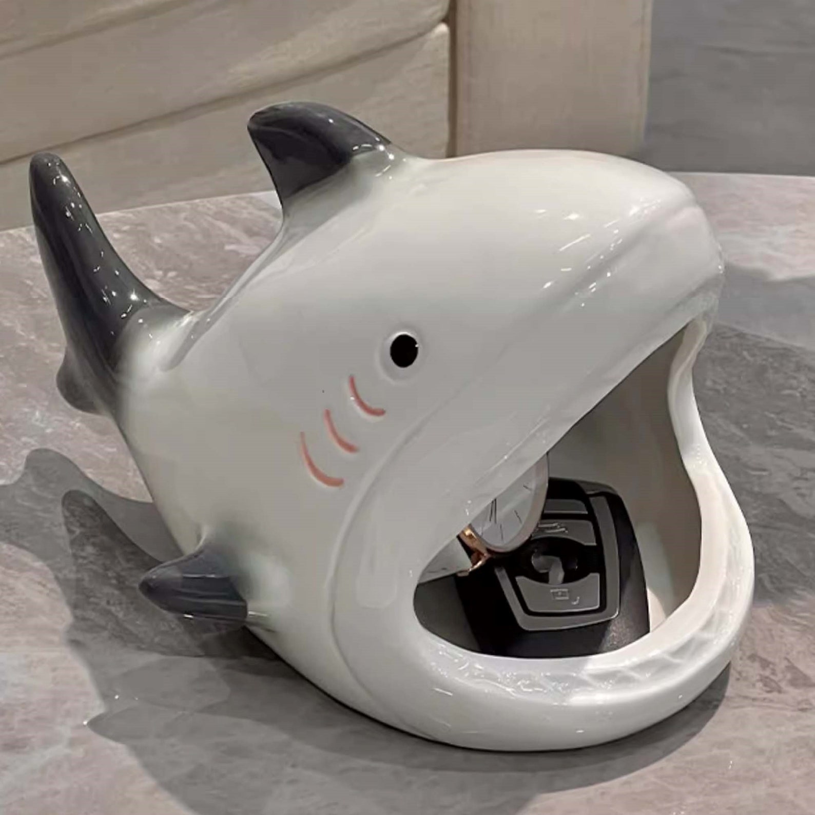 Ceramic Cute Shark Ashtray, Large Fat Shark Key Storage Tray, Cute ...