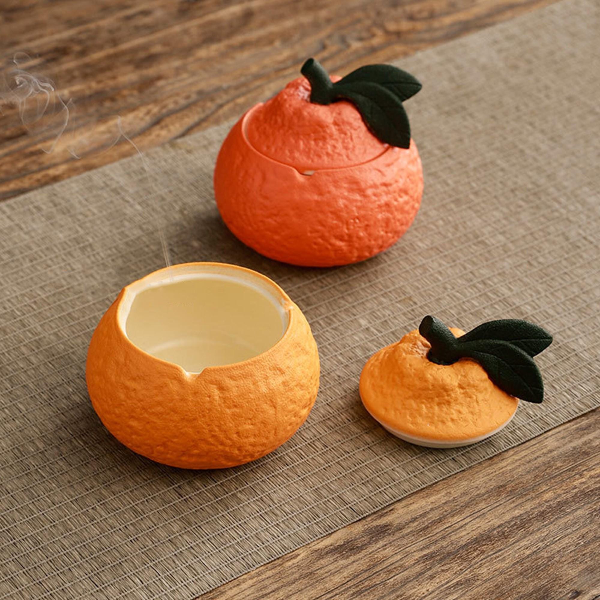 Ceramic Orange Ashtray Desktop Decoration, Ashtray With Lid, Household ...