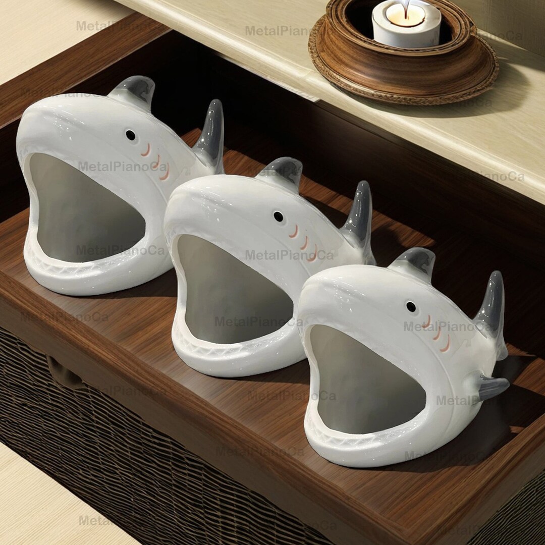 Ceramic Cute Shark Ashtray, Large Fat Shark Key Storage Tray, Cute ...