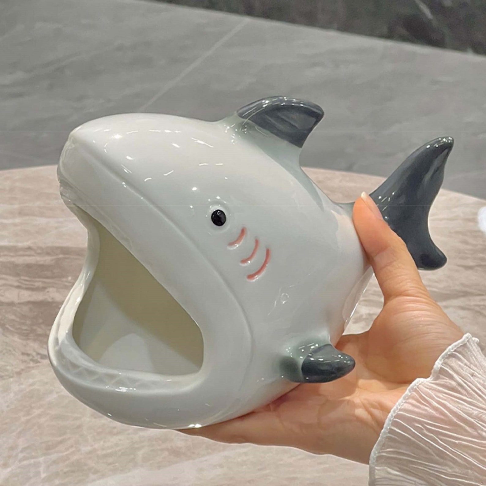 Ceramic Cute Shark Ashtray, Large Fat Shark Key Storage Tray, Cute ...