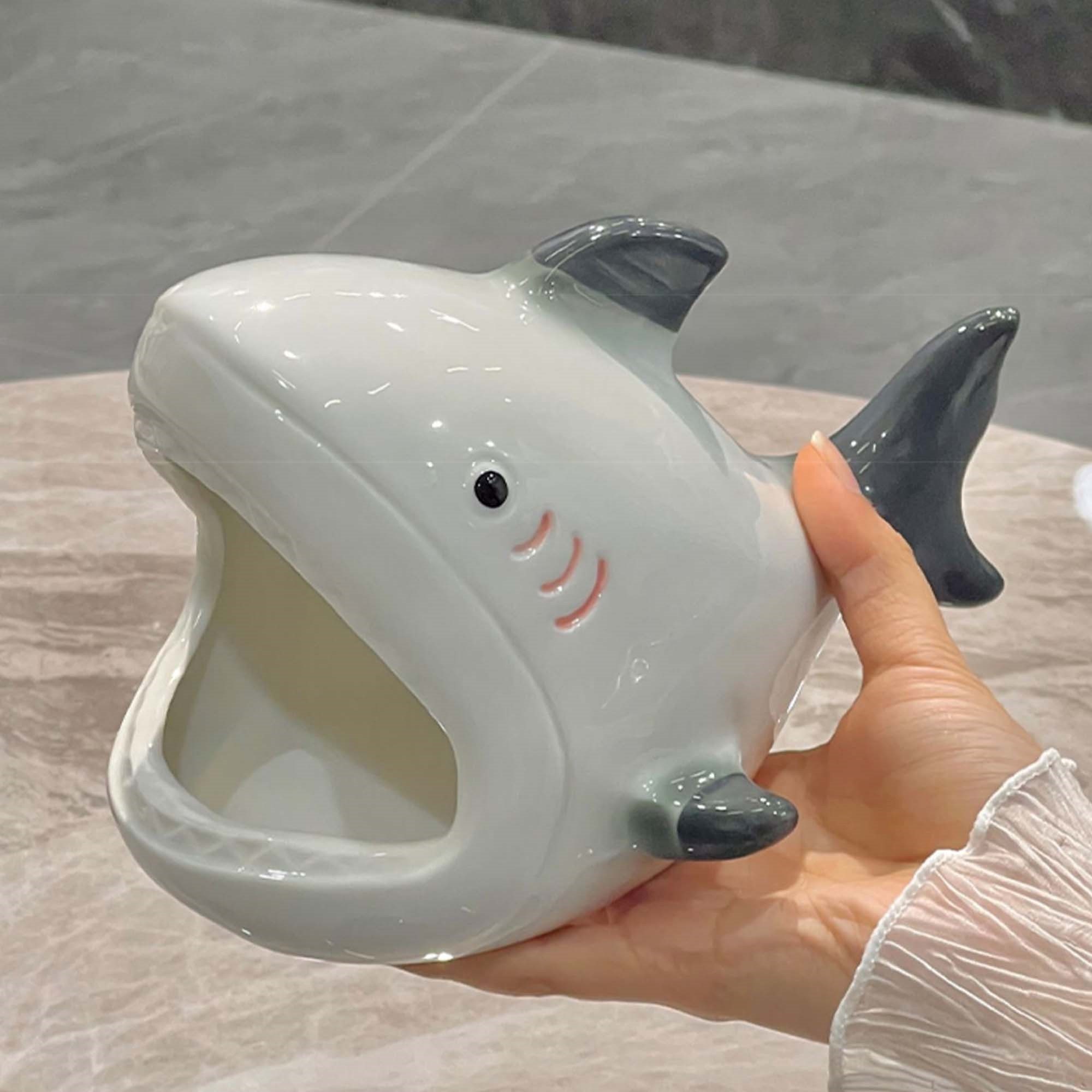 Ceramic Cute Shark Ashtray, Large Fat Shark Key Storage Tray, Cute ...