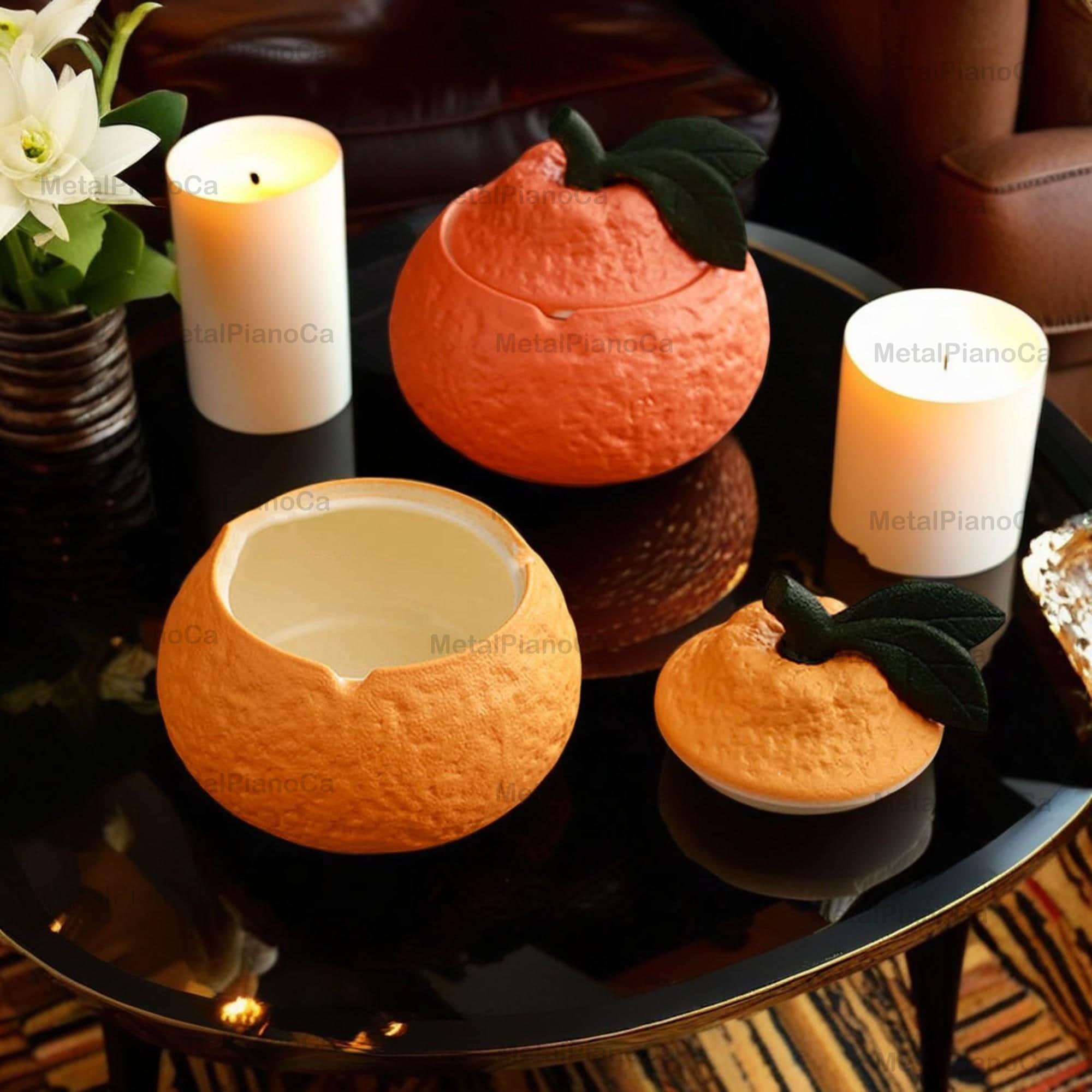Ceramic Orange Ashtray Desktop Decoration, Ashtray With Lid, Household ...