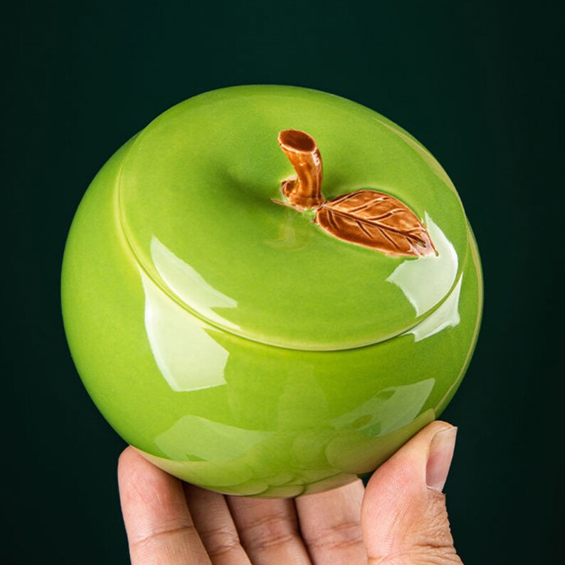 Ceramic Glazed Apple Shaped Ashtray Red and Green, Ashtray With Lid ...