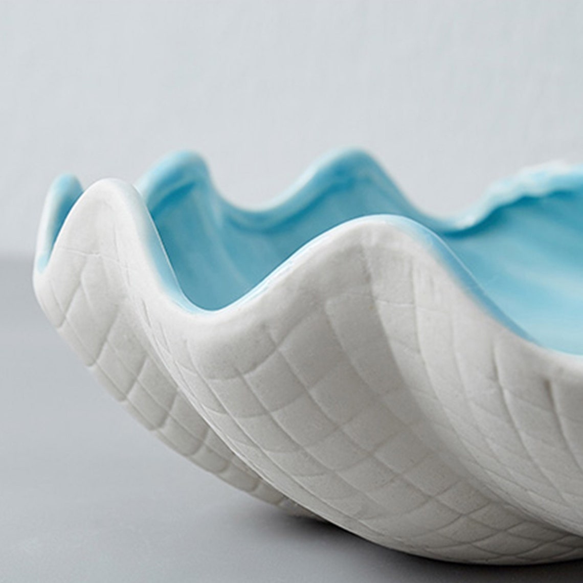 Blue and White Ceramic Shell Starfish Ashtray, Large Simulated Shell ...