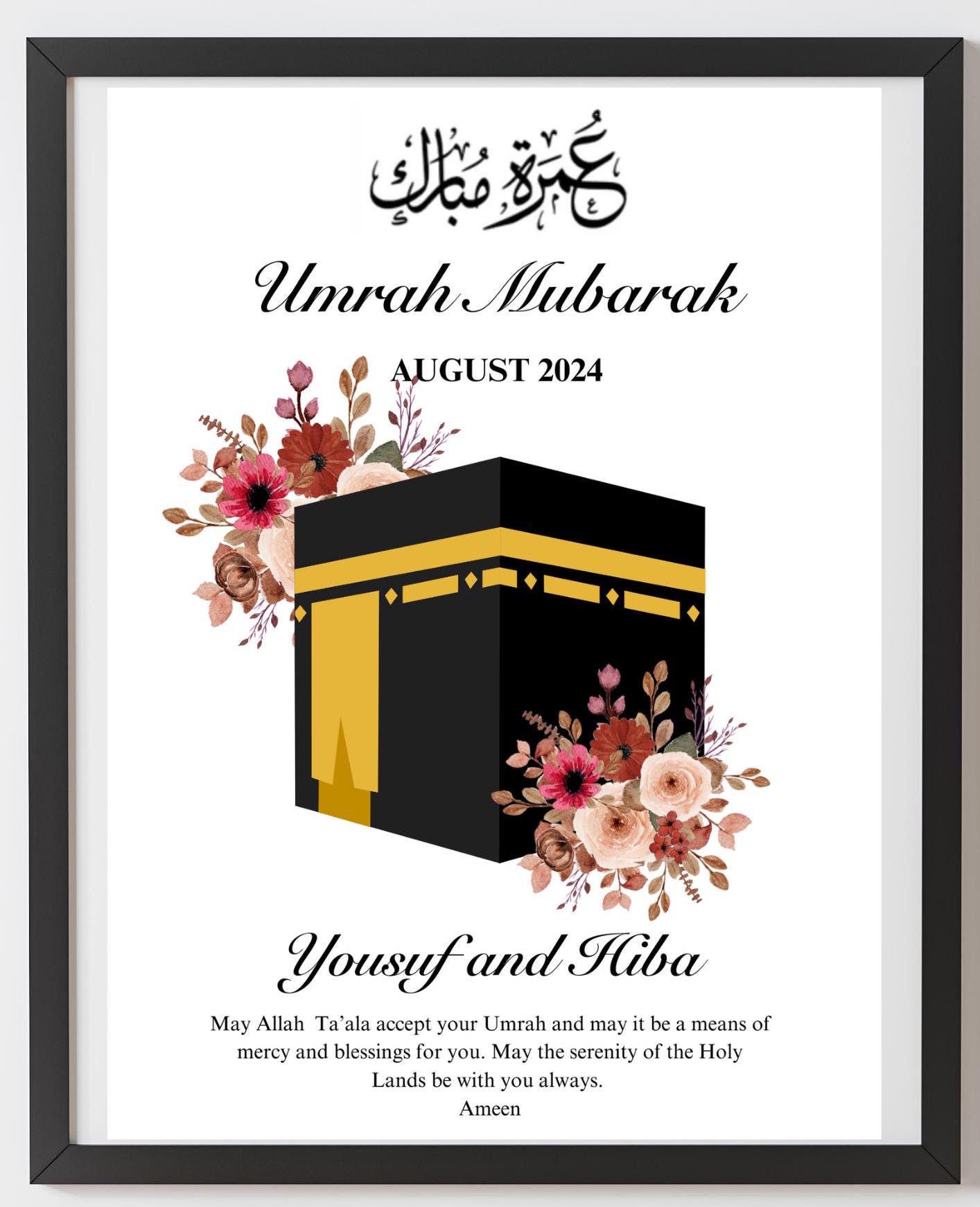 Personalised Umrah Frame / Frame / Personalised Gift / Gift for Couple ...