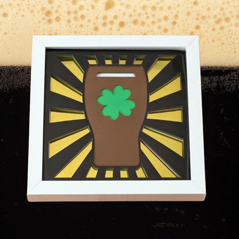 Pop Art, Layered 3D Paper Irish Stout Glass, 8 X 8 Framed, Wall Art ...